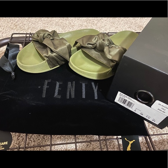 Puma Fenty | Shoes | Puma Fenty Slides Olive Green 75 | Poshmark